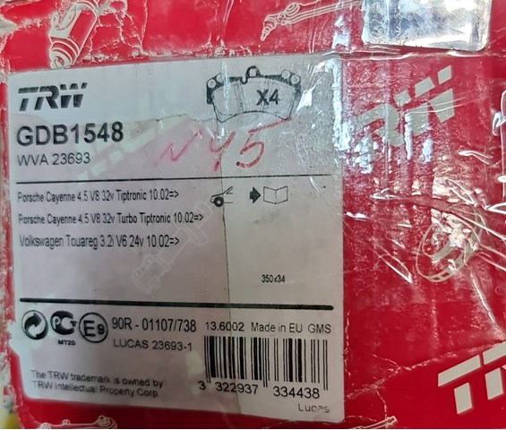 GDB1548 TRW передние тормозные колодки