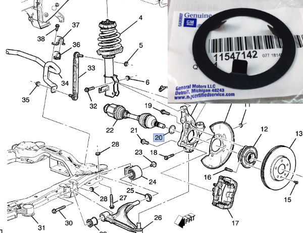 Кольцо стопорное подшипника передней ступицы на Opel Insignia A хэтчбек ...
