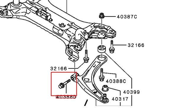 MU000546 Mitsubishi болт крепления переднего рычага, нижнего