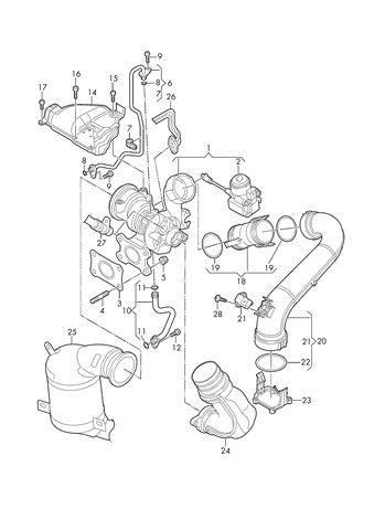 04E198725F VAG ремкомплект компрессора наддува воздуха двигателя
