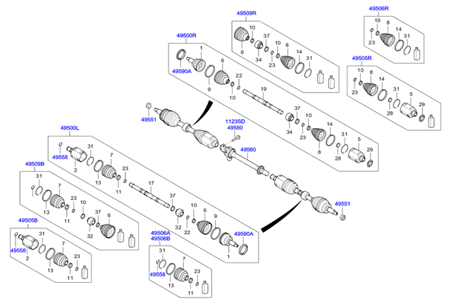 495012W350 Market (OEM) полуось (привод передняя правая)