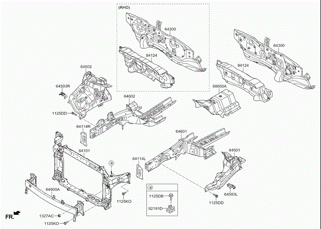 64101F1000 Hyundai/Kia Суппорт радиатора в сборе (монтажная панель ...