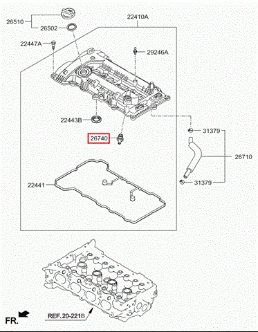 267402G000 Hyundai/Kia клапан pcv вентиляции картерных газов