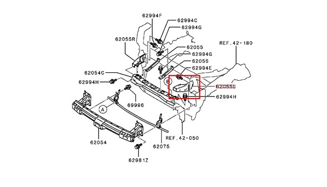 6400D582 Mitsubishi усилитель бампера переднего