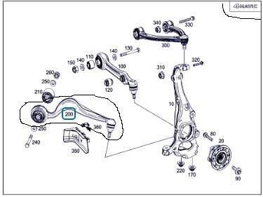 A2223304900 Mercedes левый рычаг передней нижней подвески