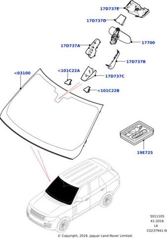 LR048389 Land Rover лобовое стекло