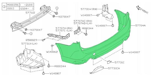 57702SJ301 Subaru subaru forester бампер задний