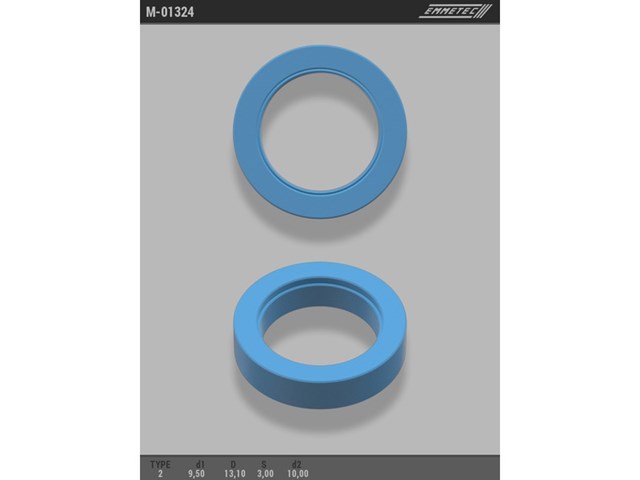 M01324 Emmetec кольцо тефлоновое o9,5x13,1 s3 o вала 10 тип 2