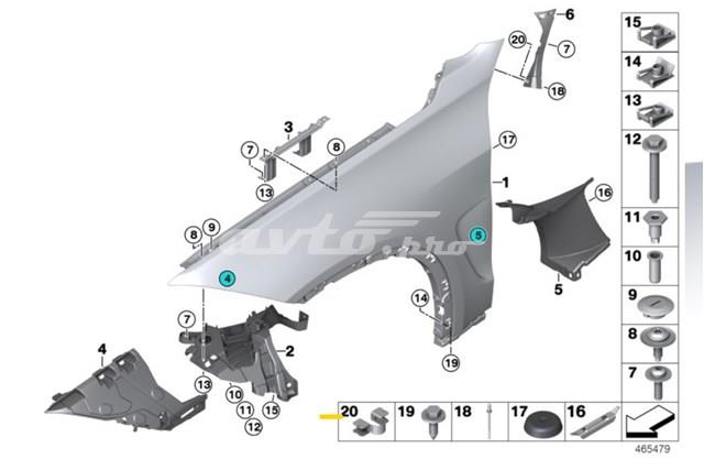 51647294552 BMW кронштейн крепления крыла переднего правого верхний