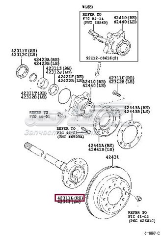 4231160240 Toyota полуось задняя
