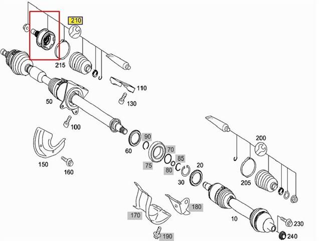 1693608272 Mercedes полуось (привод передняя правая)
