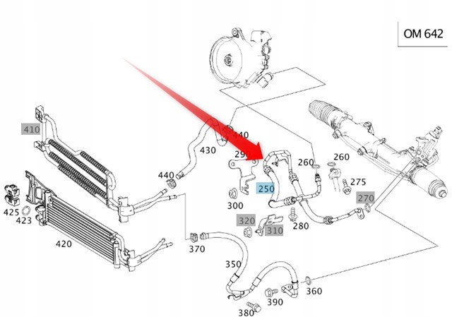 A2044604924 Mercedes провод система гидроусилителя mercedes w204 om642