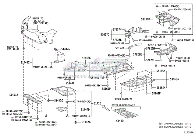 5145102180 Toyota защита бампера переднего