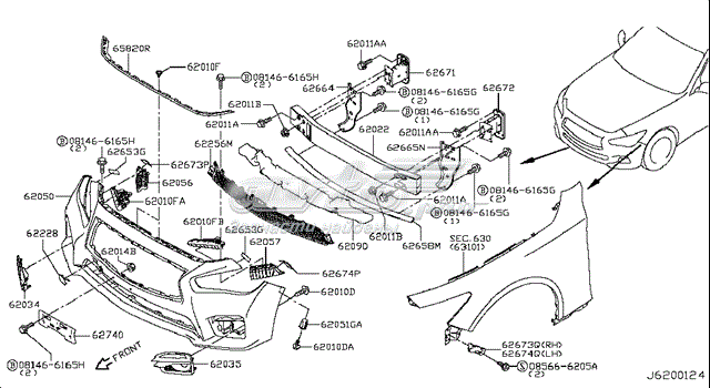 622564GA1A Nissan заглушка бампера переднего