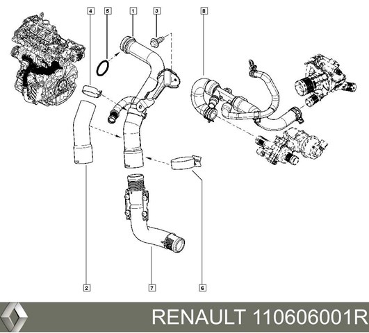 Шланг (патрубок) термостата на Renault Master III автобус (2010 - 2100 ...
