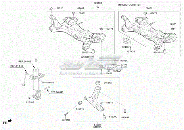 54500A7000 Hyundai/Kia рычаг передней подвески нижний левый