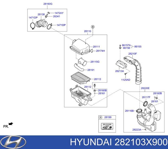 282103X900 Hyundai/Kia воздухозаборник hyundai elantra md 10-15