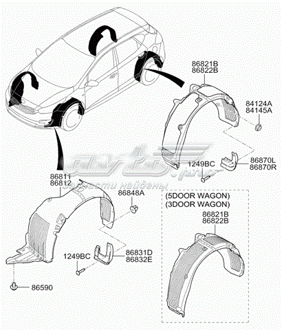 86822A2200 Hyundai/Kia подкрылок задний правый