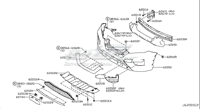 626604CE1B Nissan захист вкладиг бампер