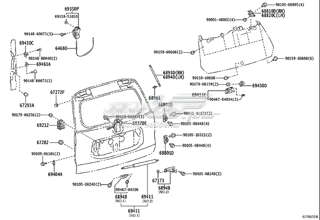 6911060233 Toyota замок багажника