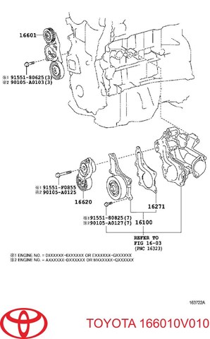 166010V010 Toyota Натяжитель приводного ремня
