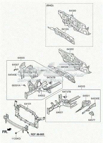 64101B2000 Hyundai/Kia суппорт радиатора в сборе (монтажная панель