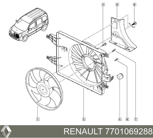 7701069288 Renault (RVI) диффузор радиатора охлаждения