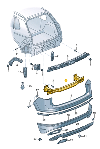 5NN803880 VAG усилитель заднего бампера vw tiguan 18- usa
